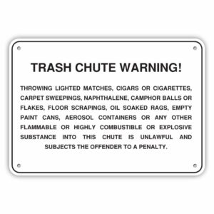 TRASH CHUTE WARNING SIGN - My Sign Station
