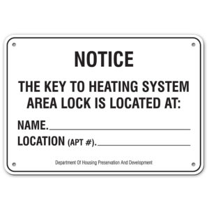 KEY TO HEATING SYSTEM SIGN - My Sign Station