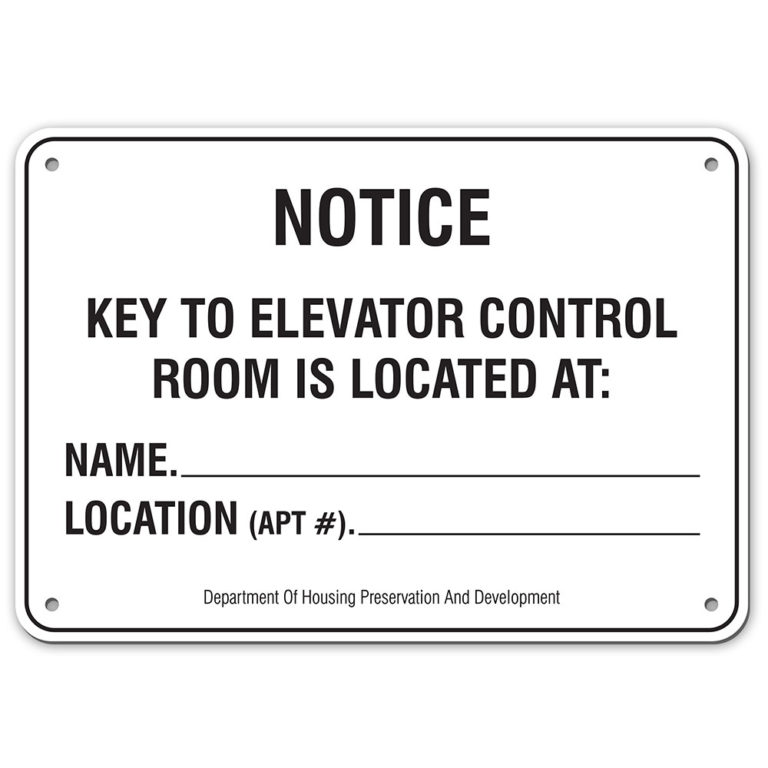 KEY TO ELEVATOR CONTROL ROOM SIGN - My Sign Station