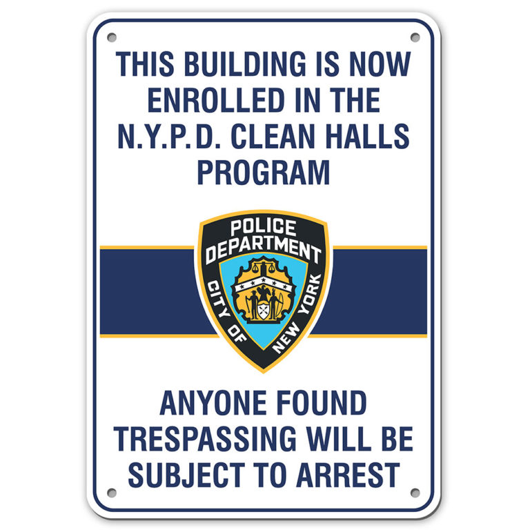 NYPD CLEAN HALLWAYS SIGN - My Sign Station