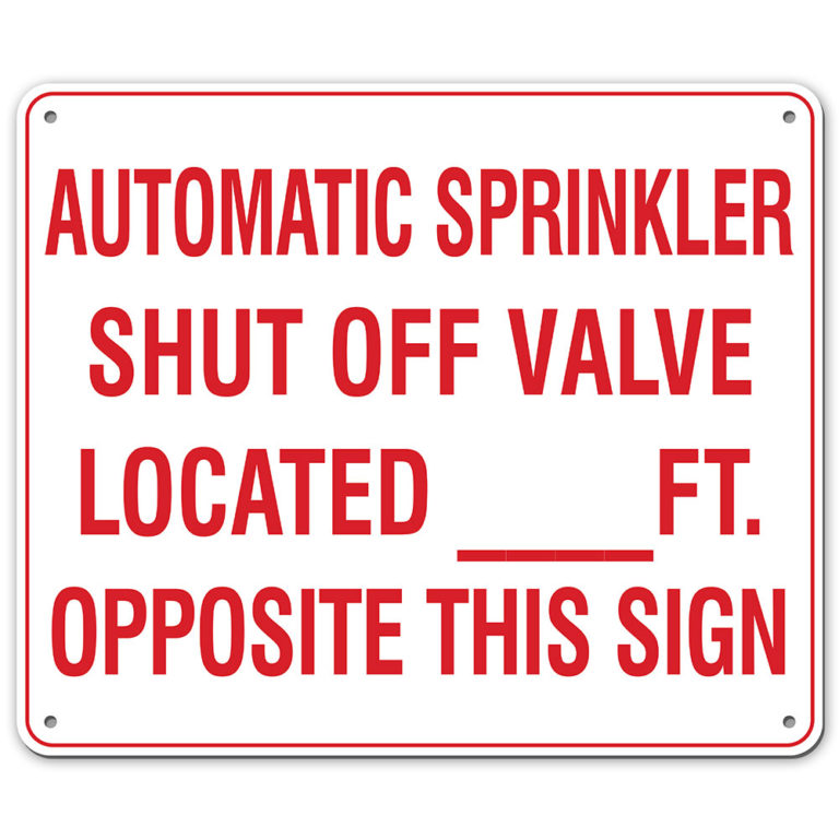 AUTOMATIC SPRINKLER SHUT OFF VALVE LOCATED SIGN - My Sign Station