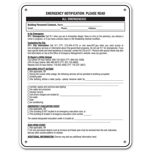EMERGENCY CONTACT SIGN - My Sign Station