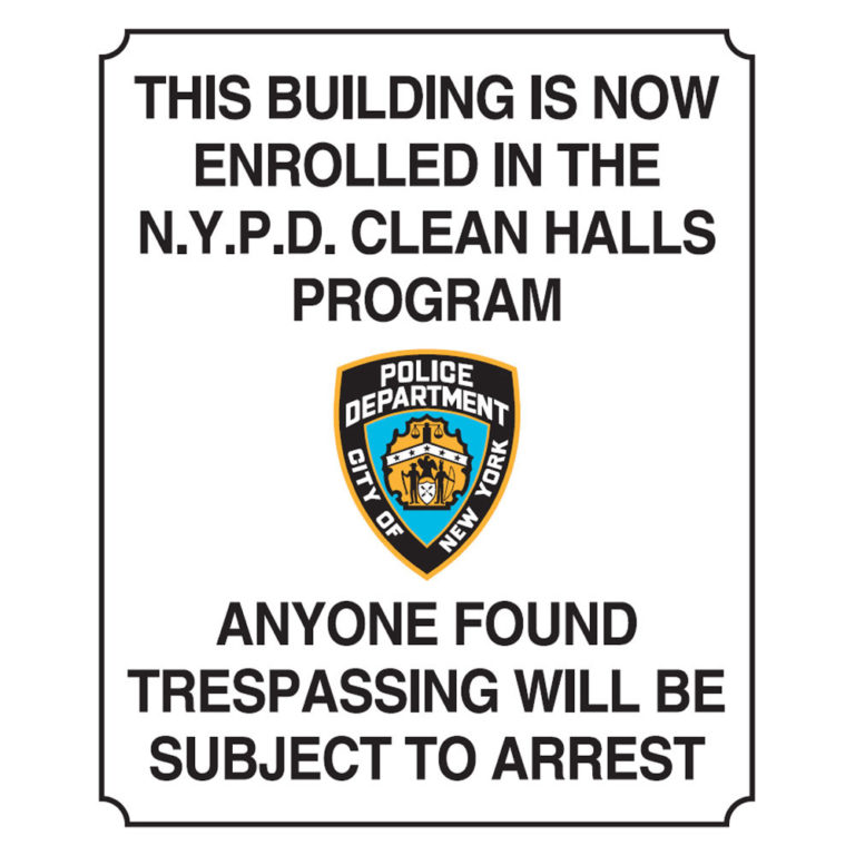 NYPD CLEAN HALLWAYS SIGN - My Sign Station