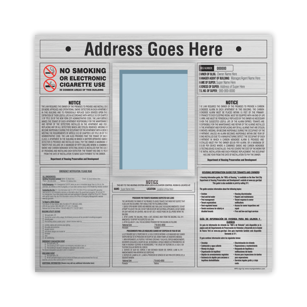 ALL IN ONE HPD SIGN – INSPECTION FRAME ON SIGN - My Sign Station