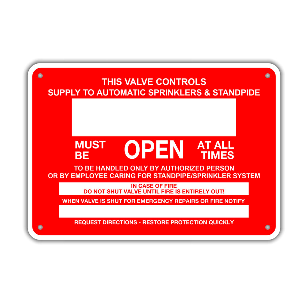 AUTOMATIC SPRINKLERS & STANDPIPE VALVE SIGN - My Sign Station