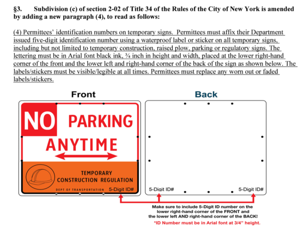 NYC TEMP CONSTRUCTION DOT PARKING PERMIT STICKER - My Sign Station
