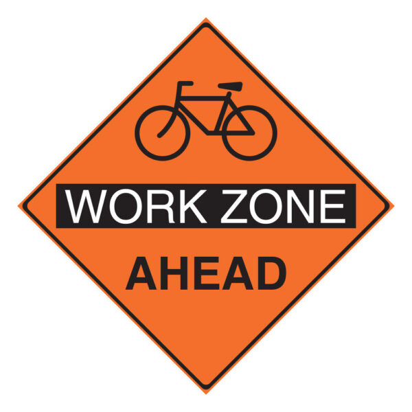 BIKE LANE – WORK ZONE AHEAD (DIAMOND) - My Sign Station