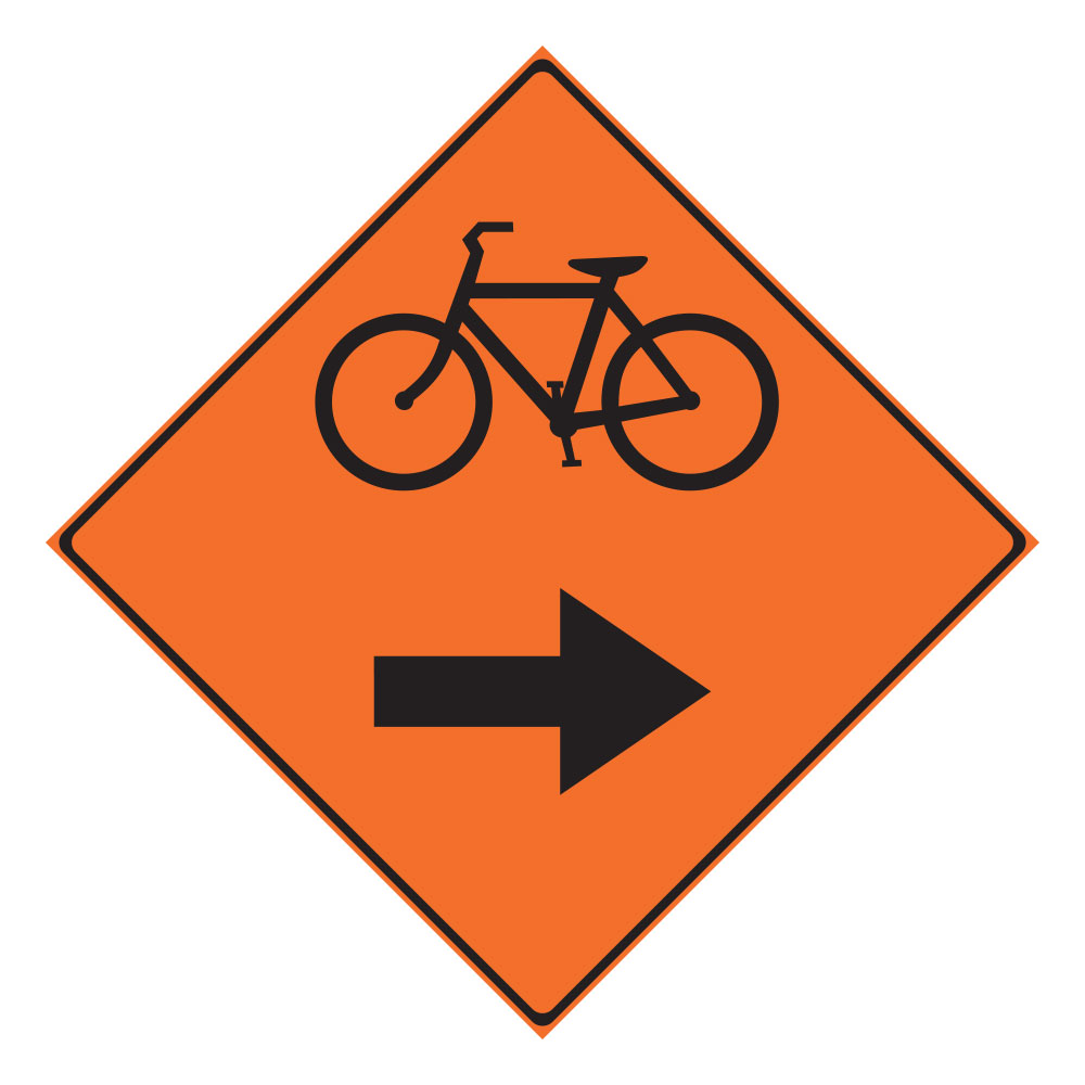 BIKE LANE – BIKE SYMBOL WITH ARROW RIGHT (DIAMOND) - My Sign Station